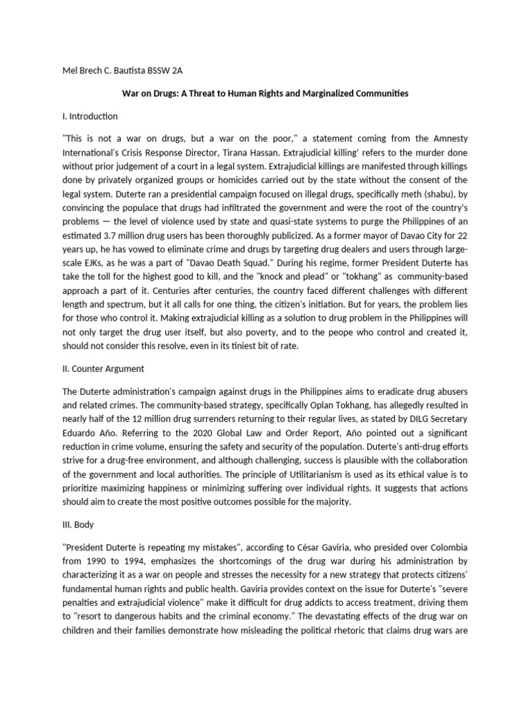 Position-Paper_Final | PDF | Rodrigo Duterte | Violence