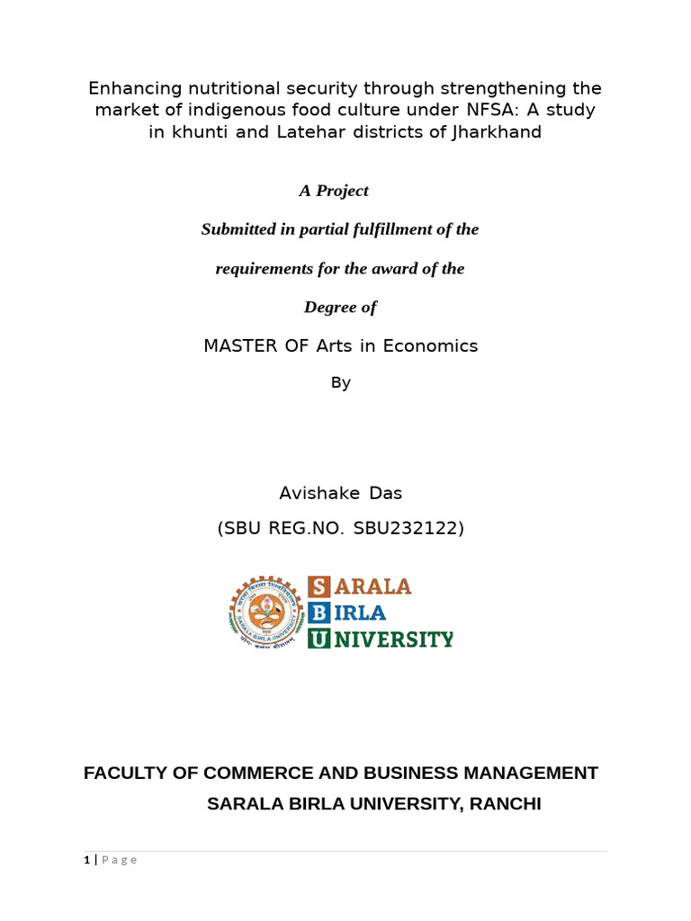 Enhancing Nutritional Security Through Strengthening The Market of ...