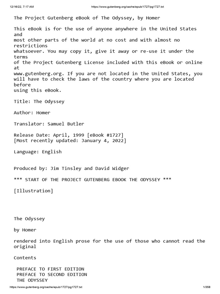 The Odyssey by Homer - Full Text eBook | PDF | Odysseus | Odyssey