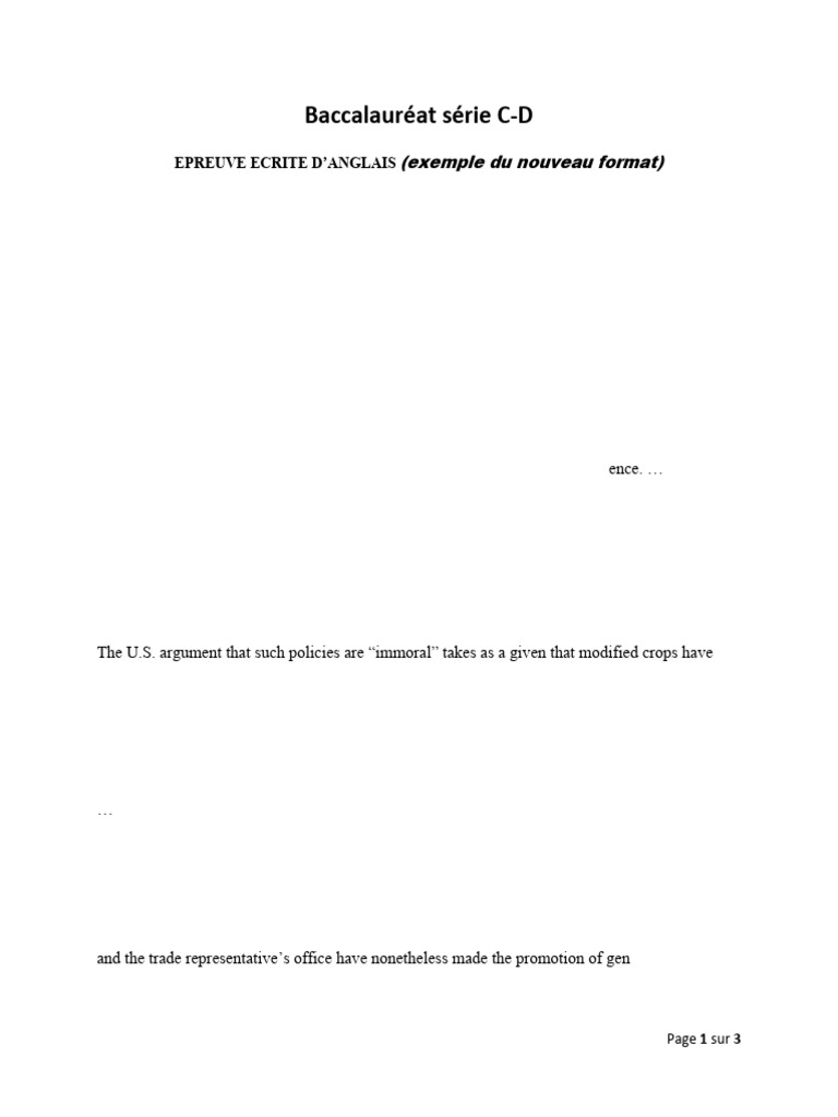 Sample Baccalaureate Test-C D-VF | PDF | Maize | Genetically Modified Food