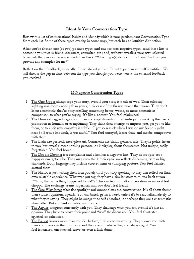 Quiz - Identify Your Conversation Type - 1 | PDF | Body Language ...