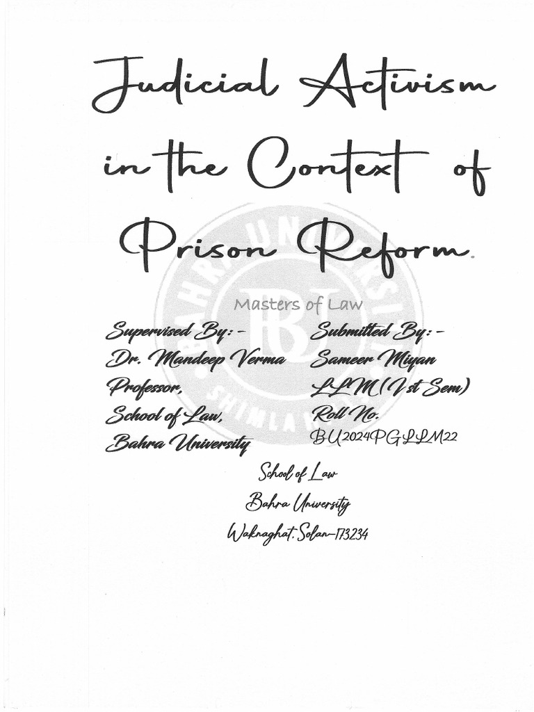 Judicial Activism in The Context of Prison Reform | PDF