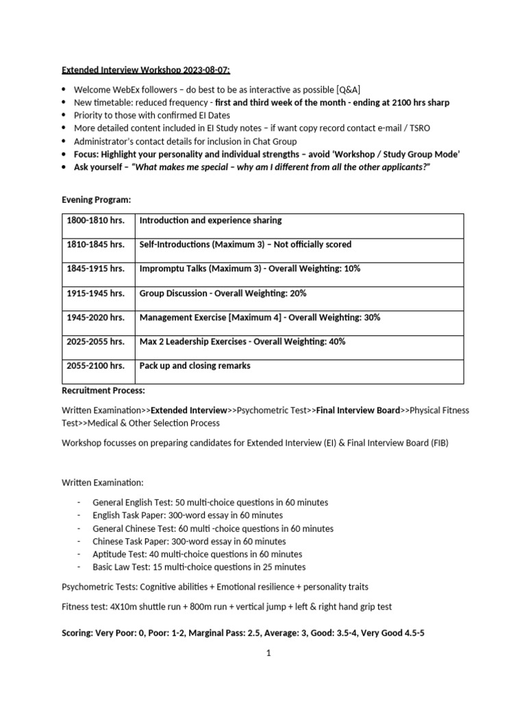 Extended Interview Workshop Overview 2023 | PDF | Leadership | Goal