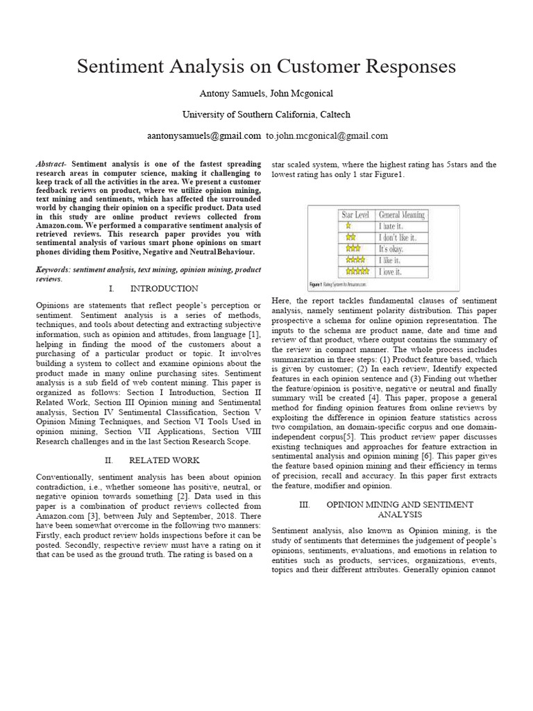 Sentiment Analysis On Customer Responses | PDF | Part Of Speech | Linguistics