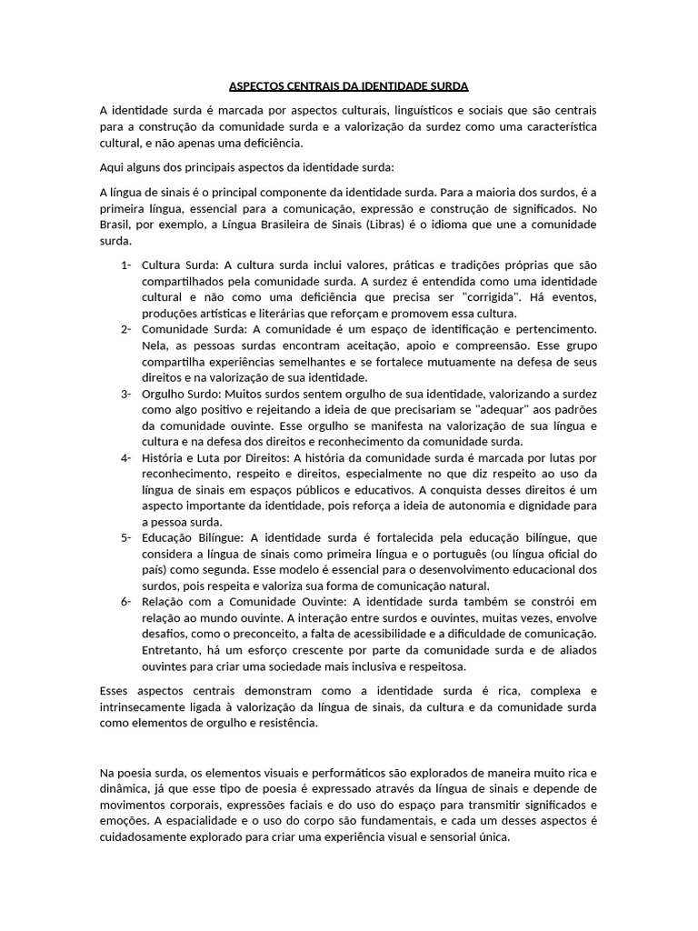 Identidade e Poesia na Cultura Surda | PDF | Linguagem de sinais | Poesia