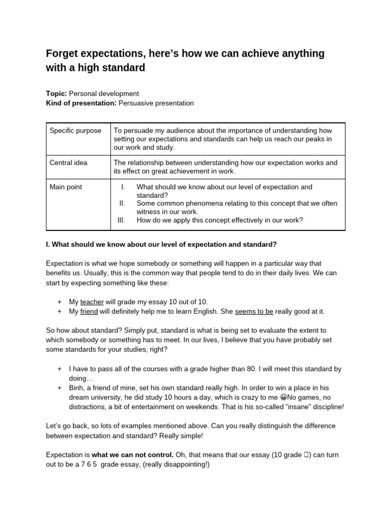 Sample Outline For Presentation (Individually) | PDF | Cognition