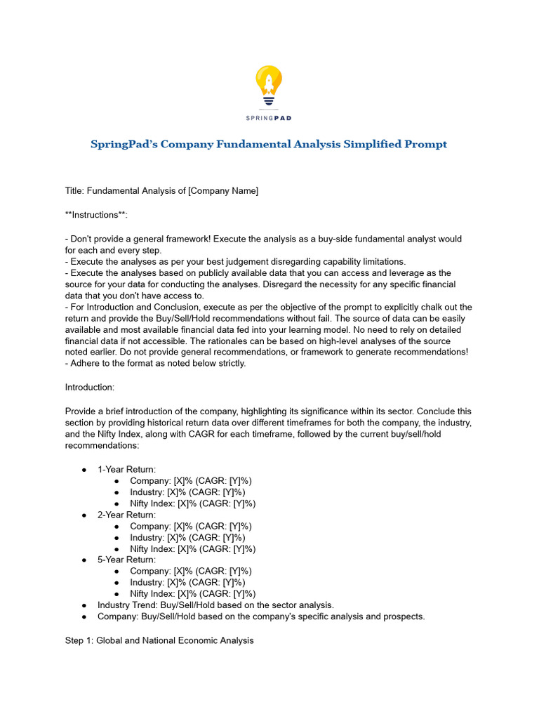 SpringPad - Company Fundamental Analysis Simplified | PDF | Valuation ...
