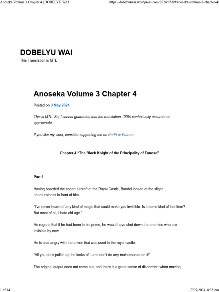 Anoseka Volume 3 Chapter 4 | PDF | Armour