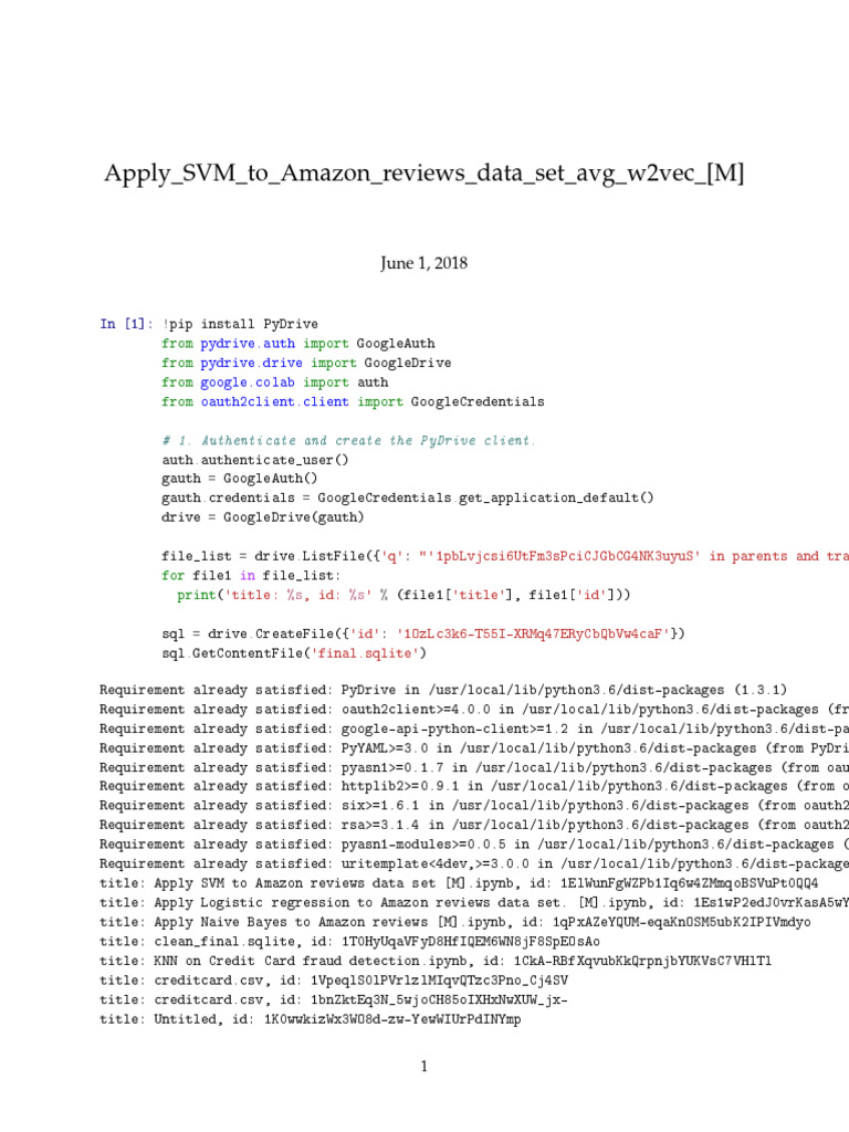 Apply SVM To Amazon Reviews Data Set Avg W2vec (M) | PDF | Artificial Intelligence ...