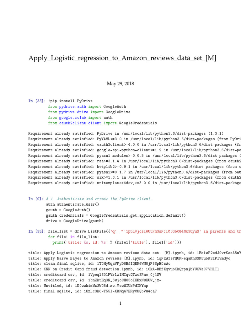 Apply Logistic Regression To Amazon Reviews Data Set (M) | PDF | Data Analysis | Applied Statistics