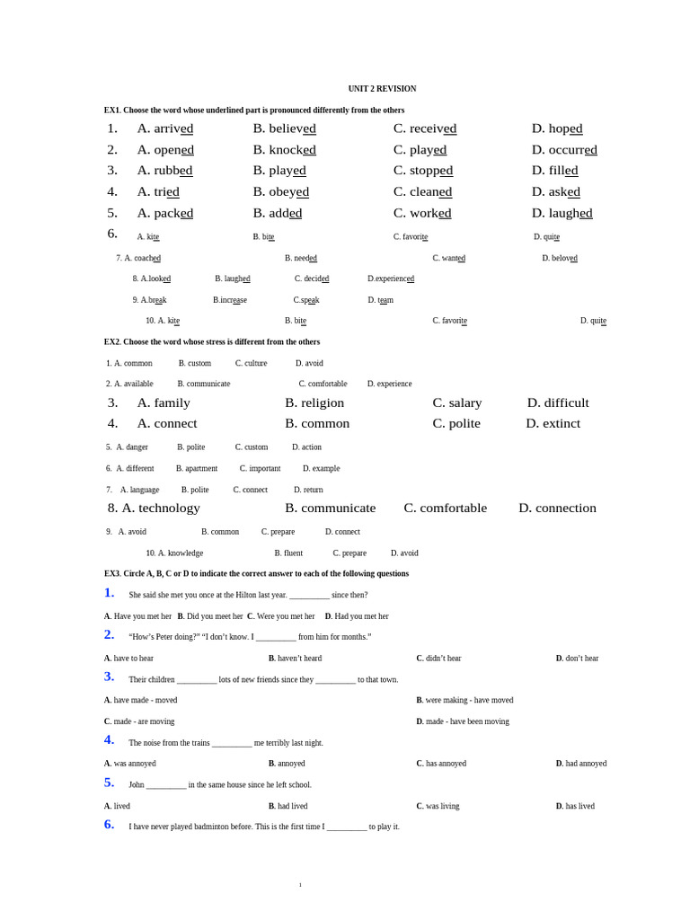 UNIT 2 PRACTICE 3 | PDF
