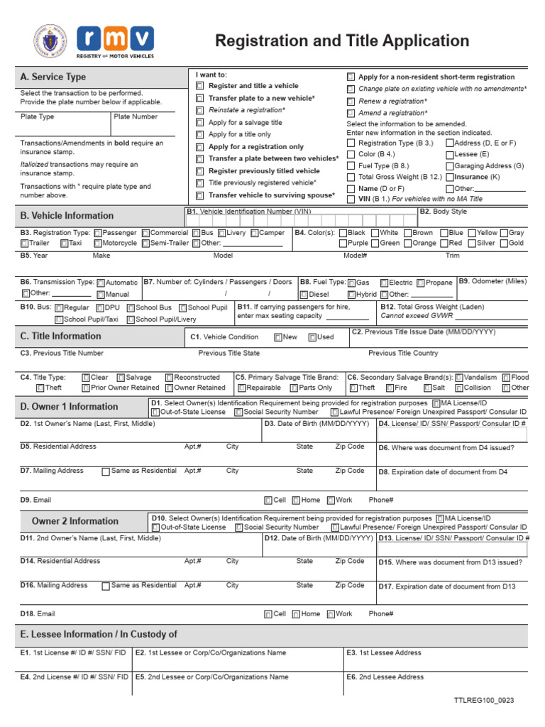 TTLREG100 - Registration and Title Application - Fillable - 0923 - 5 | PDF | Perjury | Taxes