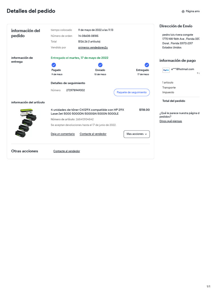 Detalles Del Pedido | PDF