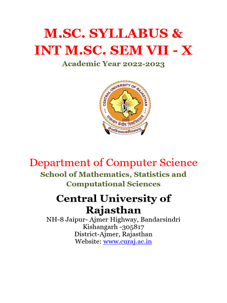 M.SC - & Int M.SC - Syllabus Oct 2022 | PDF | Apache Spark | Map Reduce