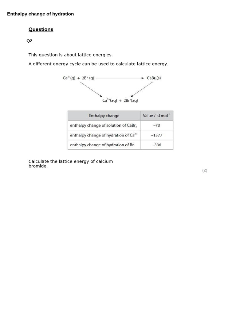 Enthalpy Change of Hydration | PDF