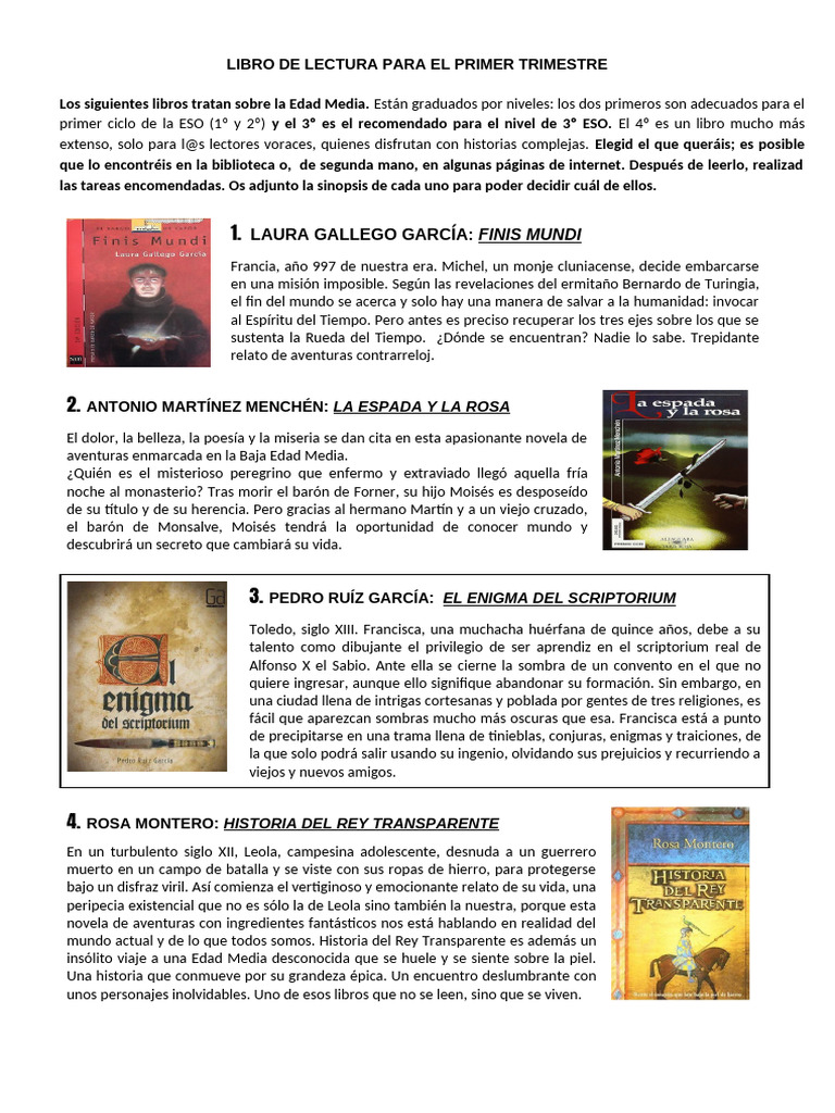 Libro de Lectura para El Primer Trimestre | PDF