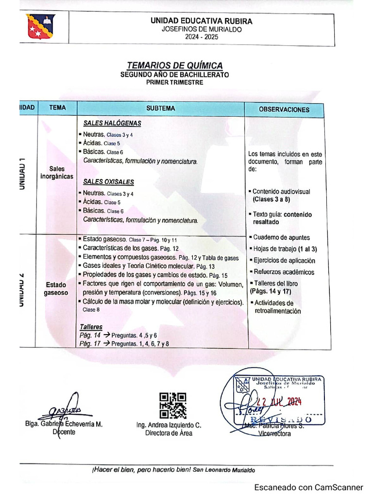 Temarios 2do - Primer Trimestre | PDF