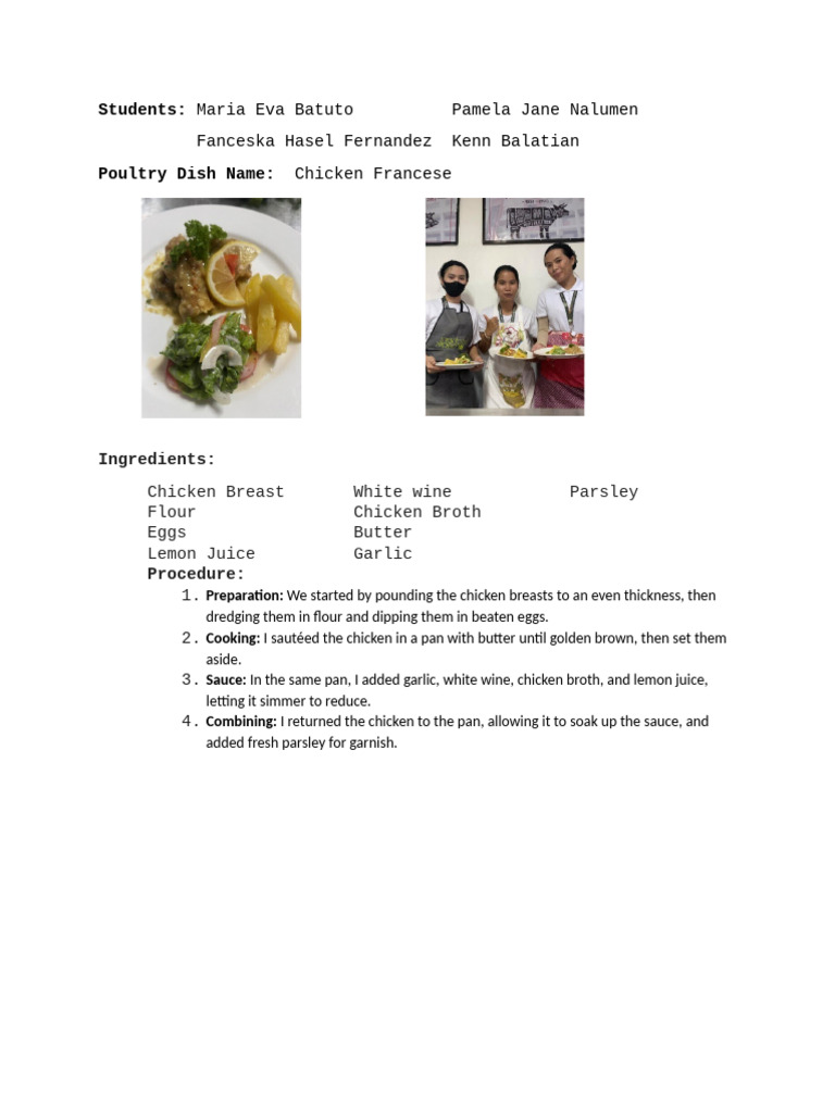 Easy Chicken Francese Recipe Guide Pdf