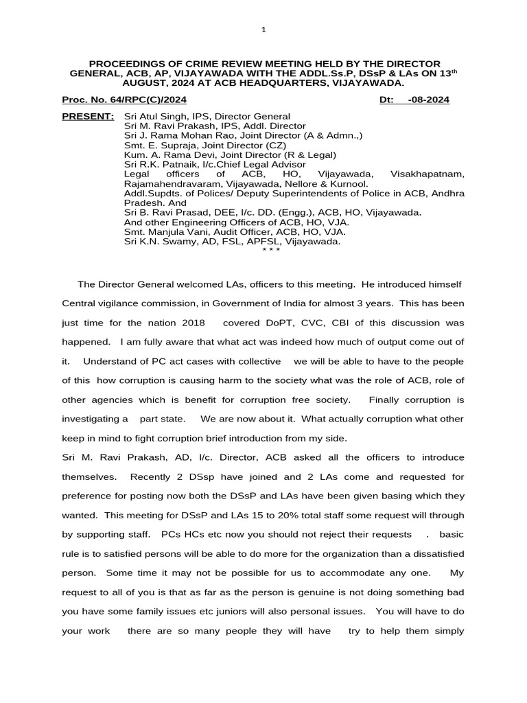 Crime Review Meeting Proceedings | PDF