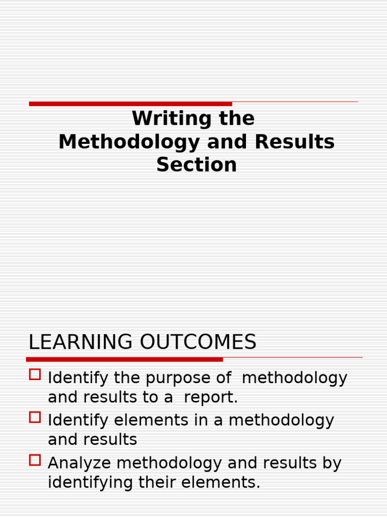 Writing The Methodology And Results Section Pdf Sampling