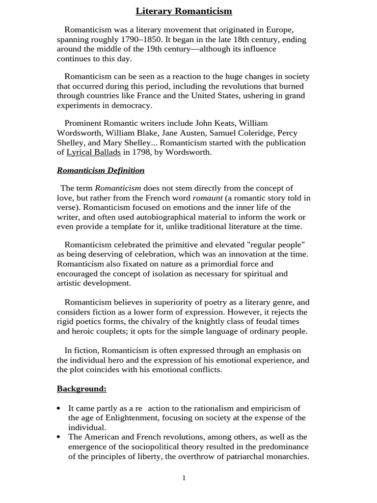 Literary Romanticism | PDF | Romanticism | Poetry