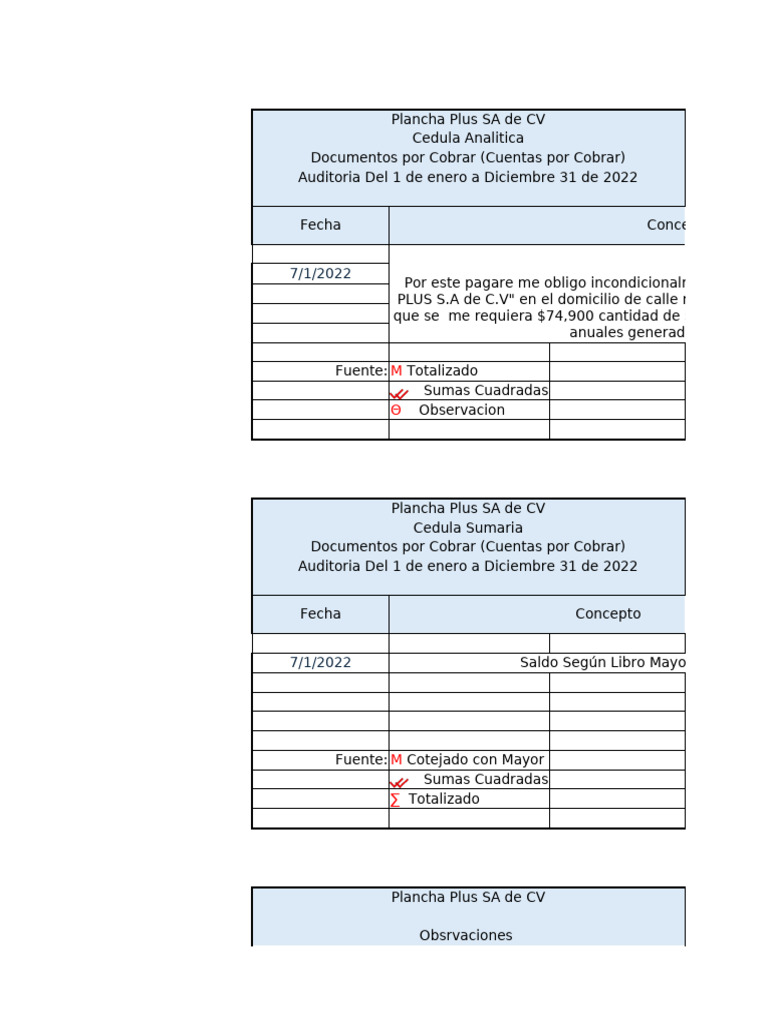 Cédula de Auditoría | PDF