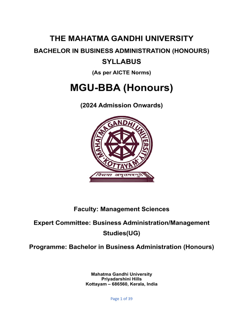 BBA M G University | PDF | Mean