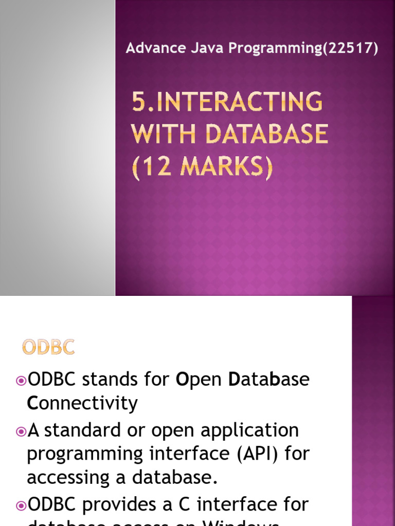 Unit 5 Interacting With Database Pdf Computing Software Engineering 5599