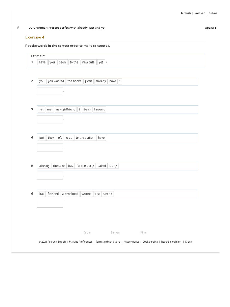 Exercise 4 - Mode - Selesaikan - Unit 9 - 9B Grammar - Present Perfect With Already, Just and ...