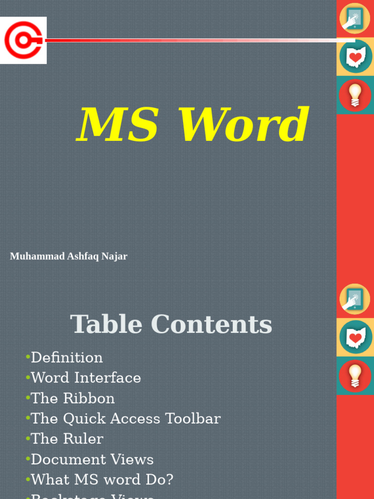 MS Word Presentation | PDF | Microsoft Word | Software