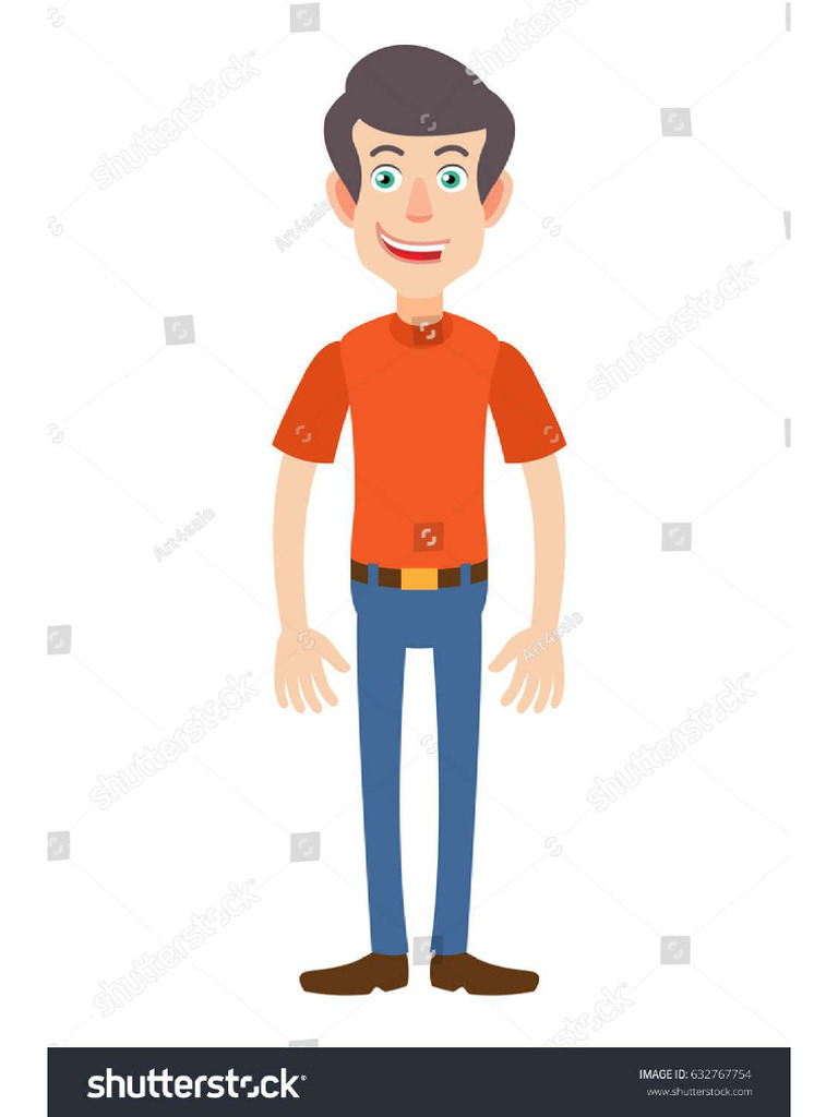 Stock Vector Full Length Portrait of Cartoon Man in Red t Shirt ...