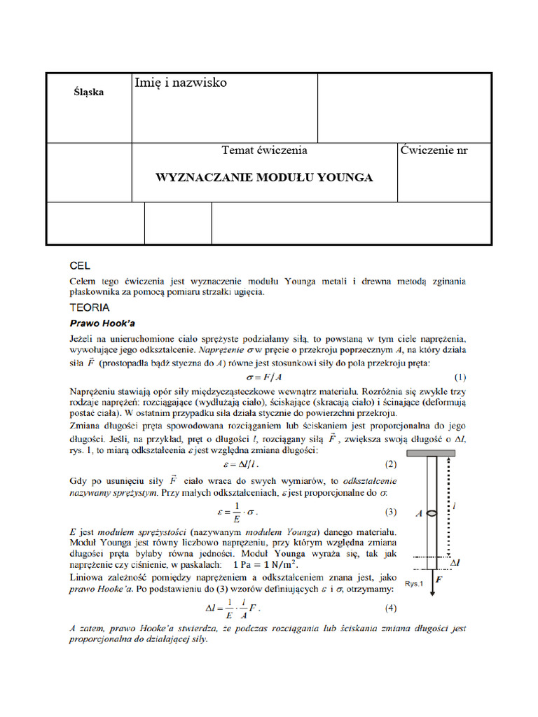 Wyznaczanie Modulu Younga | PDF