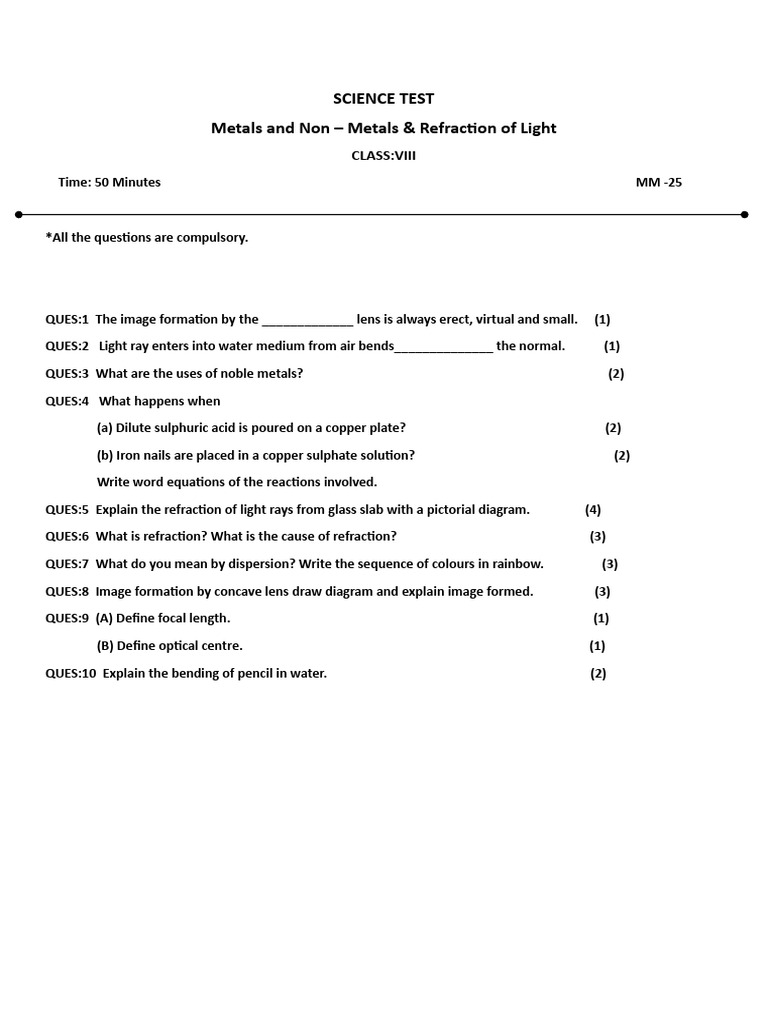 Grade 8 Science Exam Prep | PDF