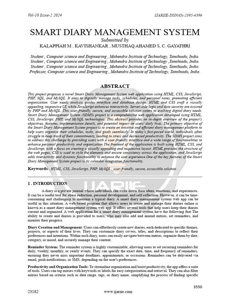 Smart - Diary - Management - System RSPPR - 5 | PDF | World Wide Web | Internet & Web