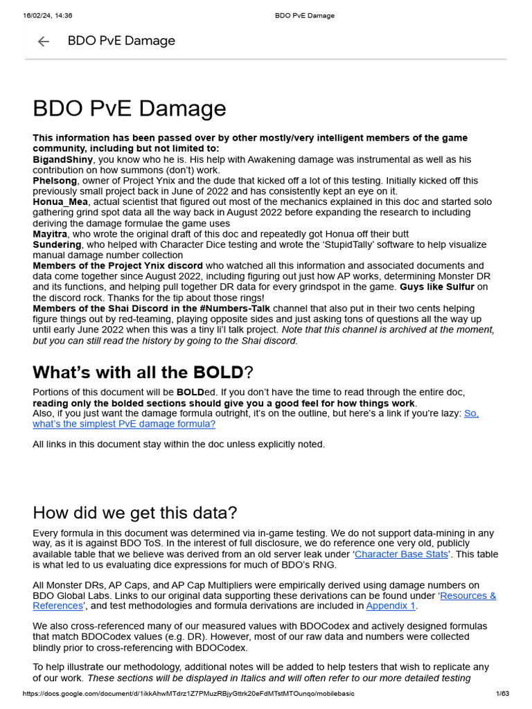 BDO PvE Damage | PDF