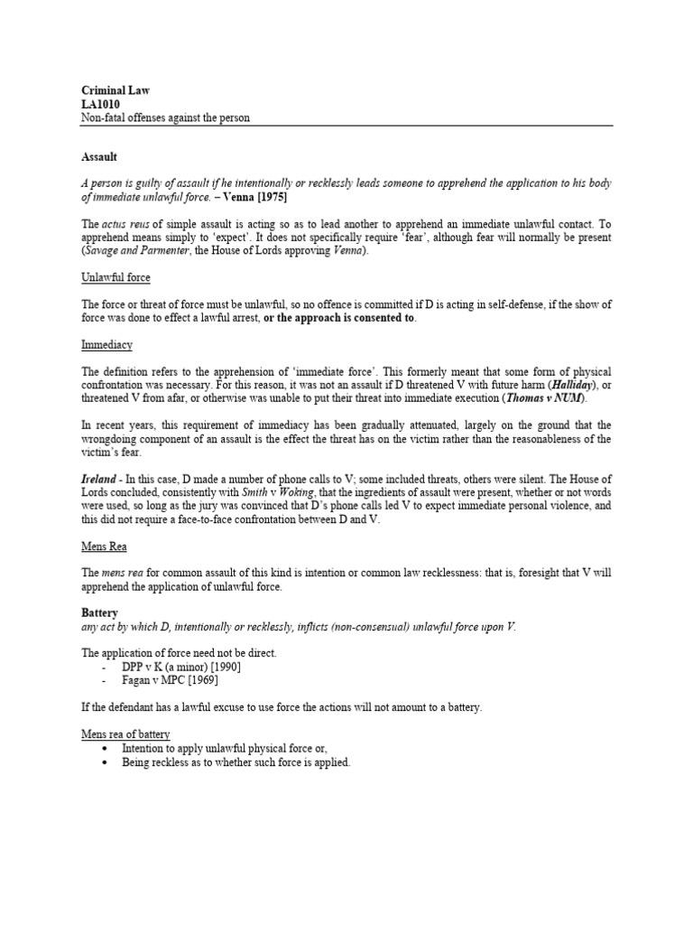 Understanding OAPA and Assault Law | PDF | Assault | Mens Rea