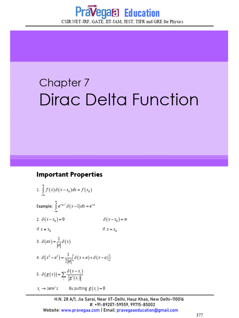 1 Chapter 7 Dirac Delta Function Pdf Calculus Geometry
