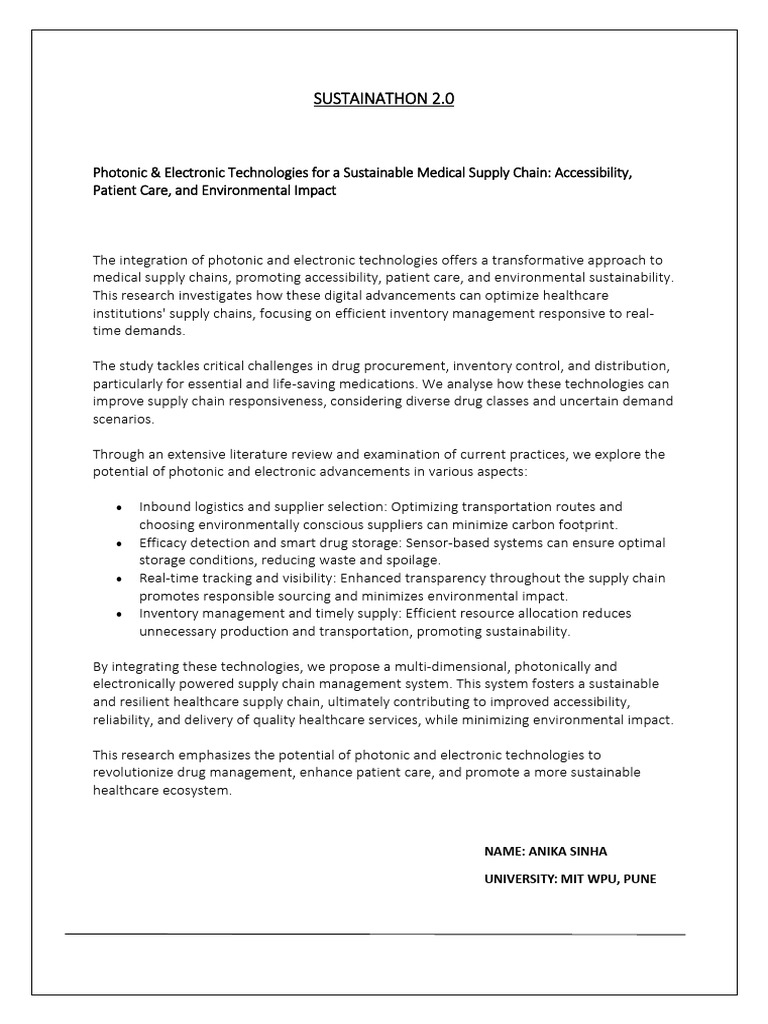 Sustainathon 2.0-Anika Sinha | PDF