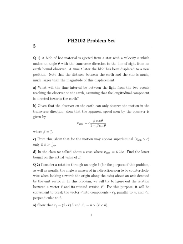 PH2102 Problem Set 5 | PDF | Teaching Methods & Materials | Science & Mathematics