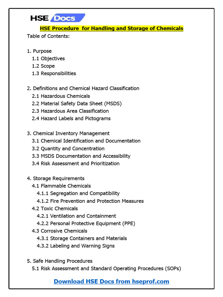 Chemical Safety Handling Procedures | PDF | Personal Protective ...