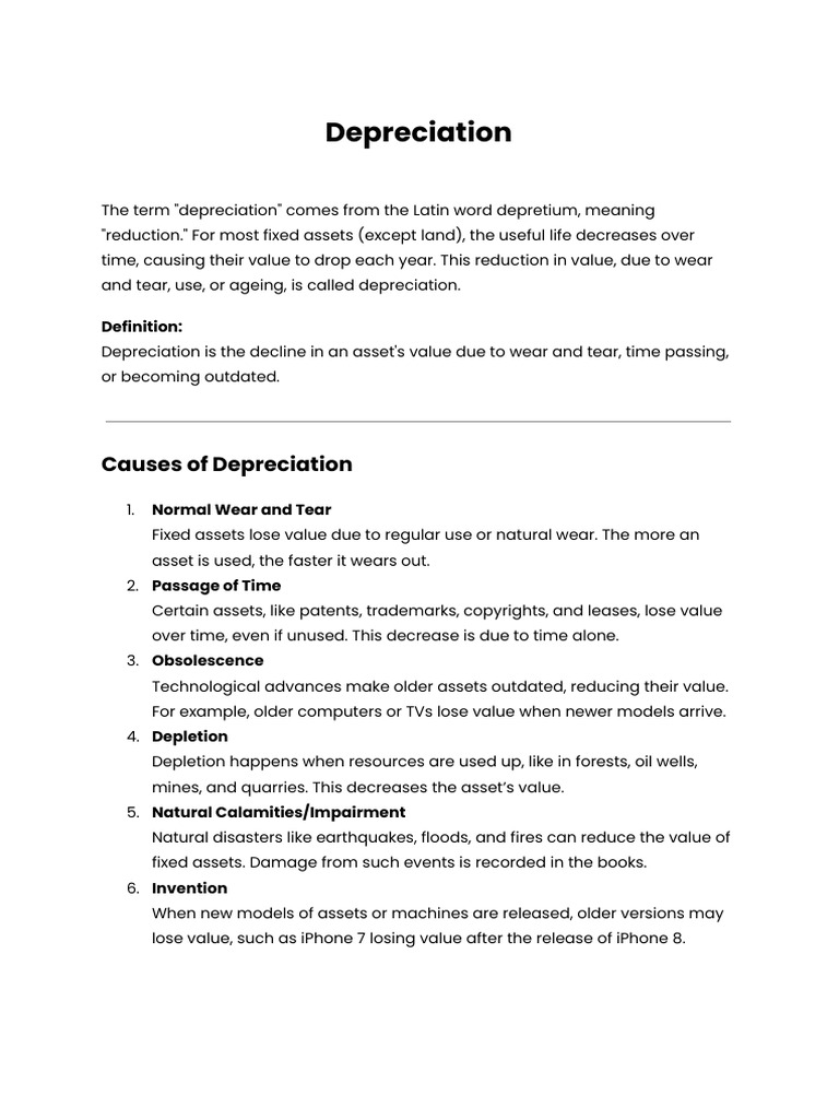 Notes Depreciation | PDF | Depreciation | Economies