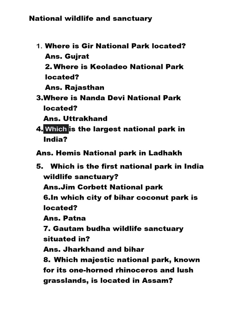 National Parks and Wildlife | PDF | Wildlife