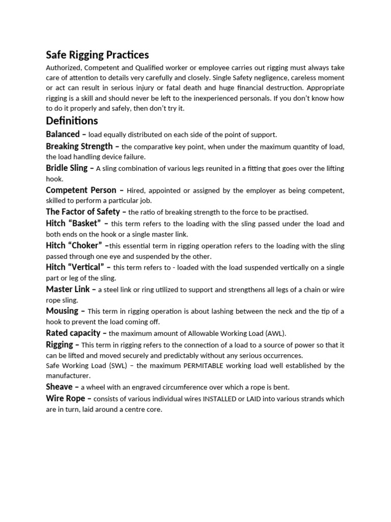 Safe Rigging Practices-Article | PDF | Business | Technology & Engineering