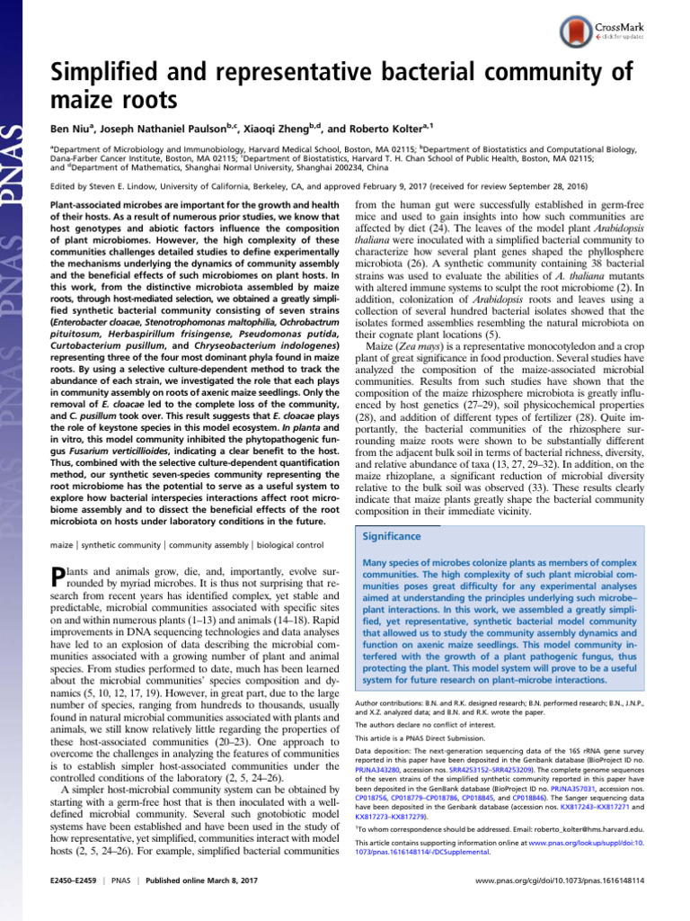 Niu Et Al 2017 Simplified and Representative Bacterial Community of ...