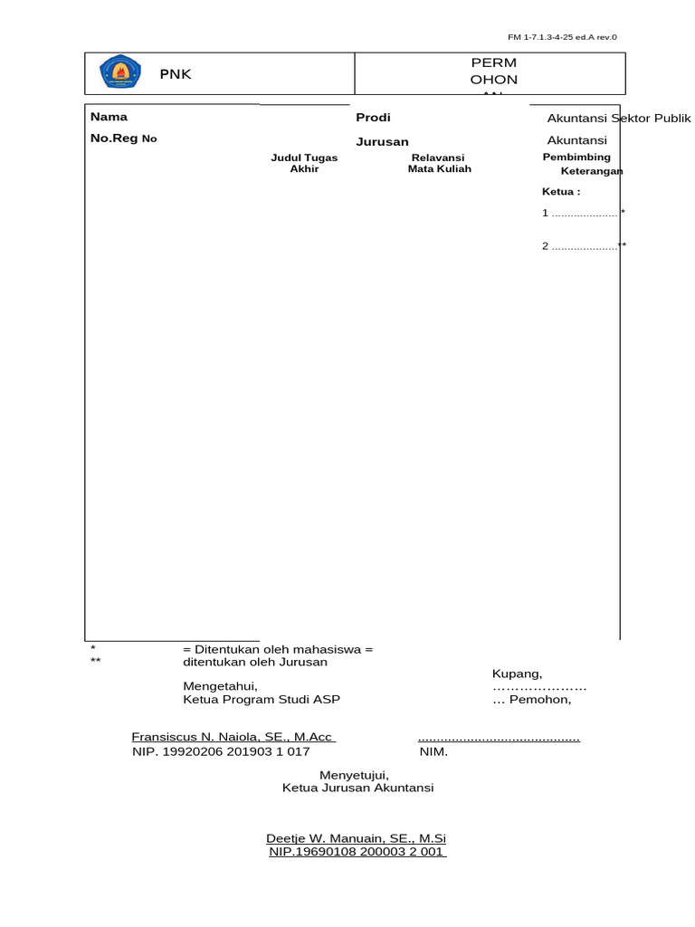 Permohonan Judul Ta D4 | PDF