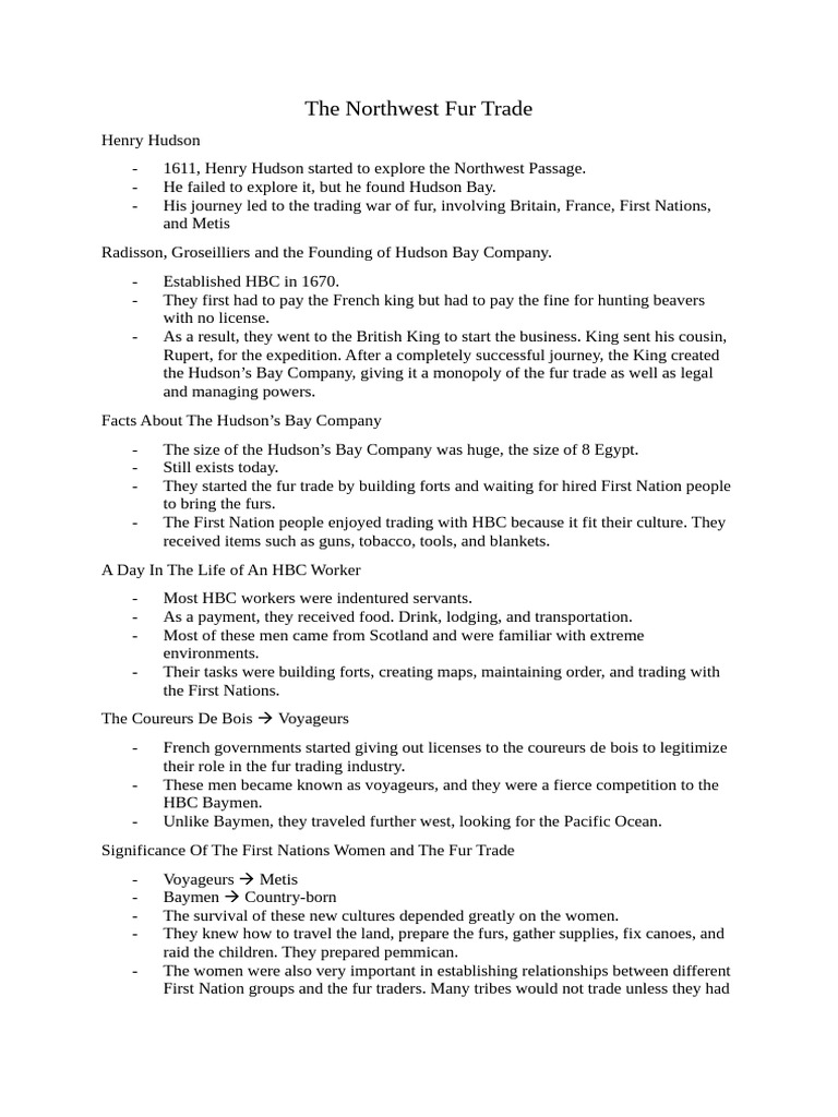 The Northwest Fur Trade | PDF | Canadian Folklore | Indigenous Peoples ...
