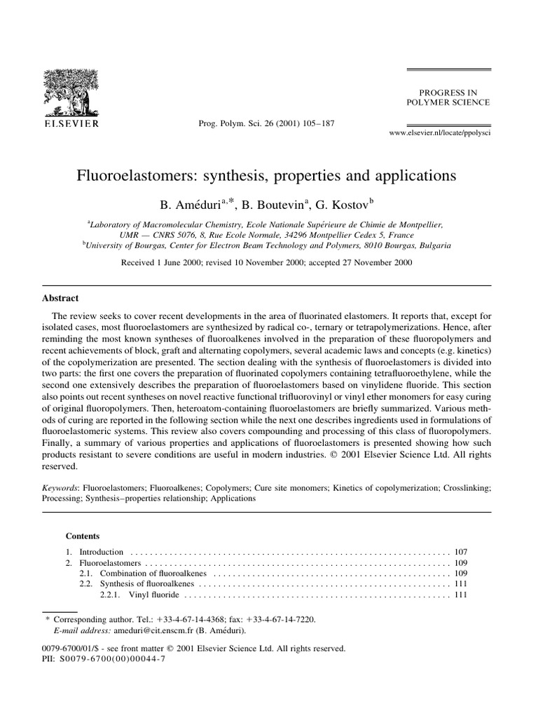 Fluoroelastomers - Synthesis, Properties and Applications | PDF ...