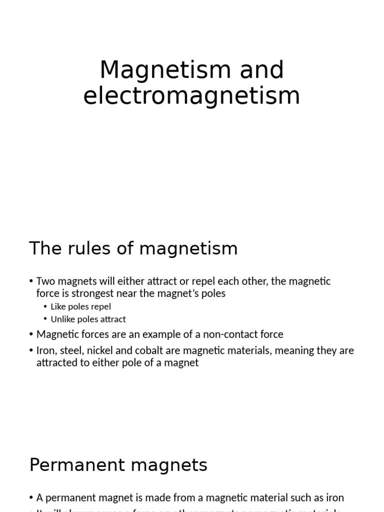 Magnetism and Electromagnetism | PDF | Magnet | Magnetism