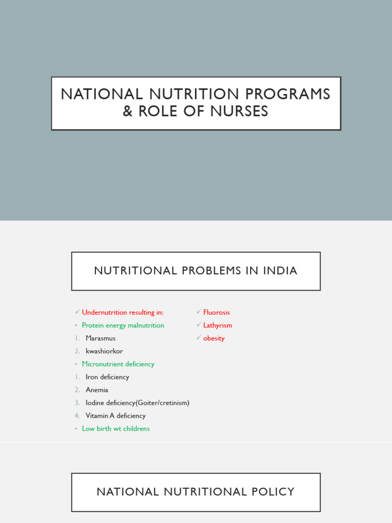 National Nutritional Programs and Role of Nurse | PDF | Malnutrition ...