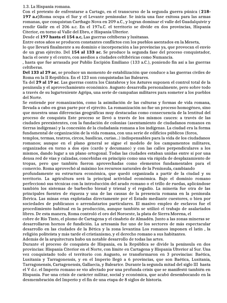 La Romanización de Hispania | PDF | imperio Romano